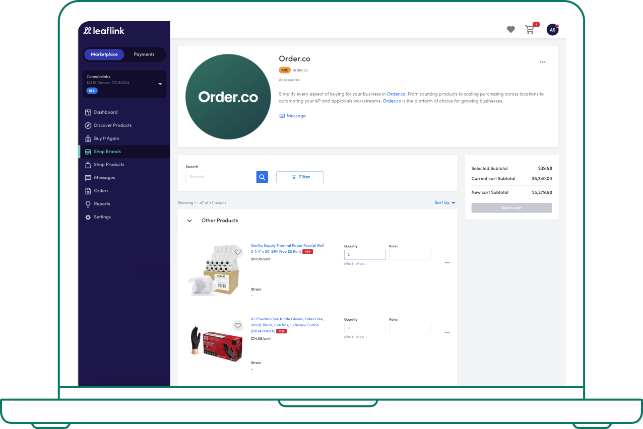 LeafLink Integration | Spend management made easy | Order.co