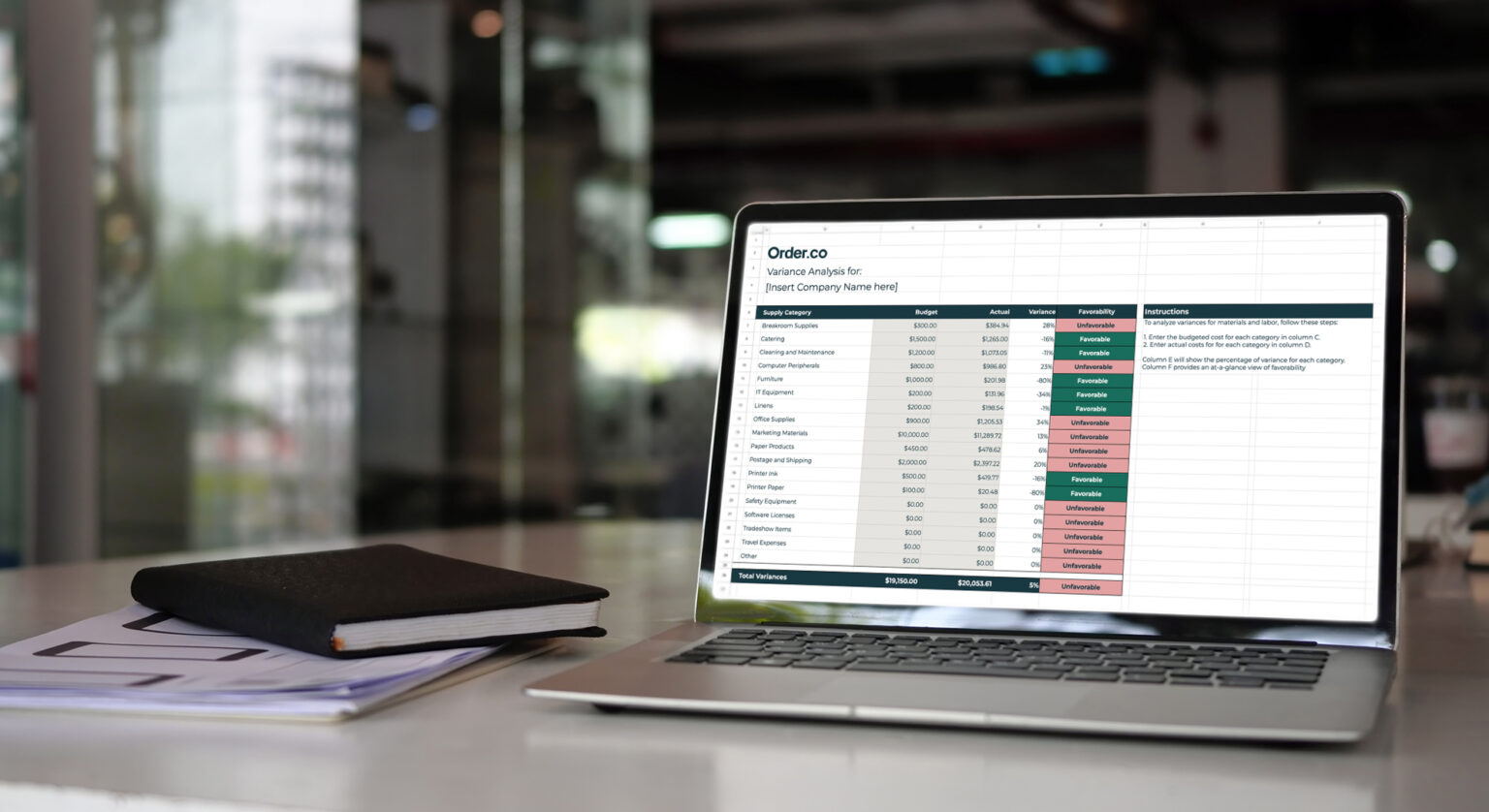 Use a Variance Report Template to Track Budget vs. Actuals | Order.co